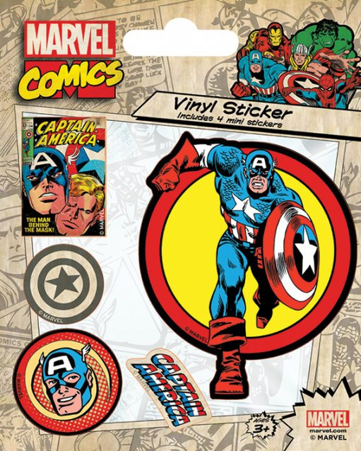 Pack de 5 Stickers Retro Captain America - 1954